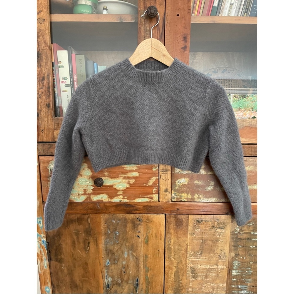 Angora Blend Maison Pere Cropped Gray Sweater - Gem